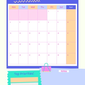 80s Retro Vibe Monthly Planner Digital Download - Etsy