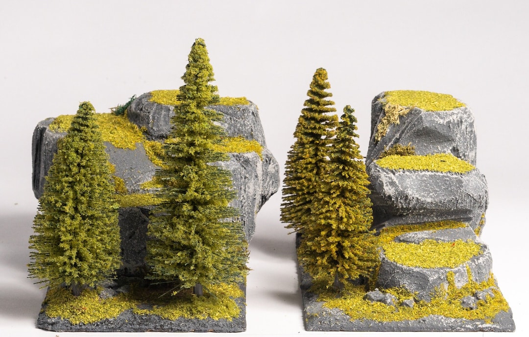 Table Top Terrain, 2x 'rockyforrest Battleground, Base Approx. 12 X 20 ...