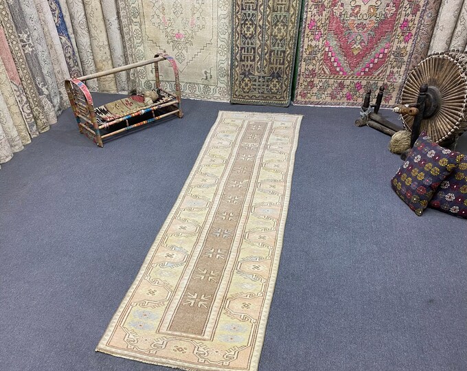 2x9 Turkish Runner Rug, Vintage Runner, Anatolian, Hand-made, Oushak ...