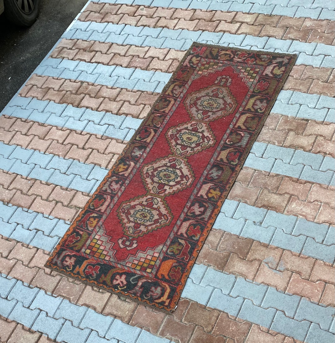 3x8 Turkish Runner Rug, Vintage Runner, Anatolian, Hand-made, Oushak ...