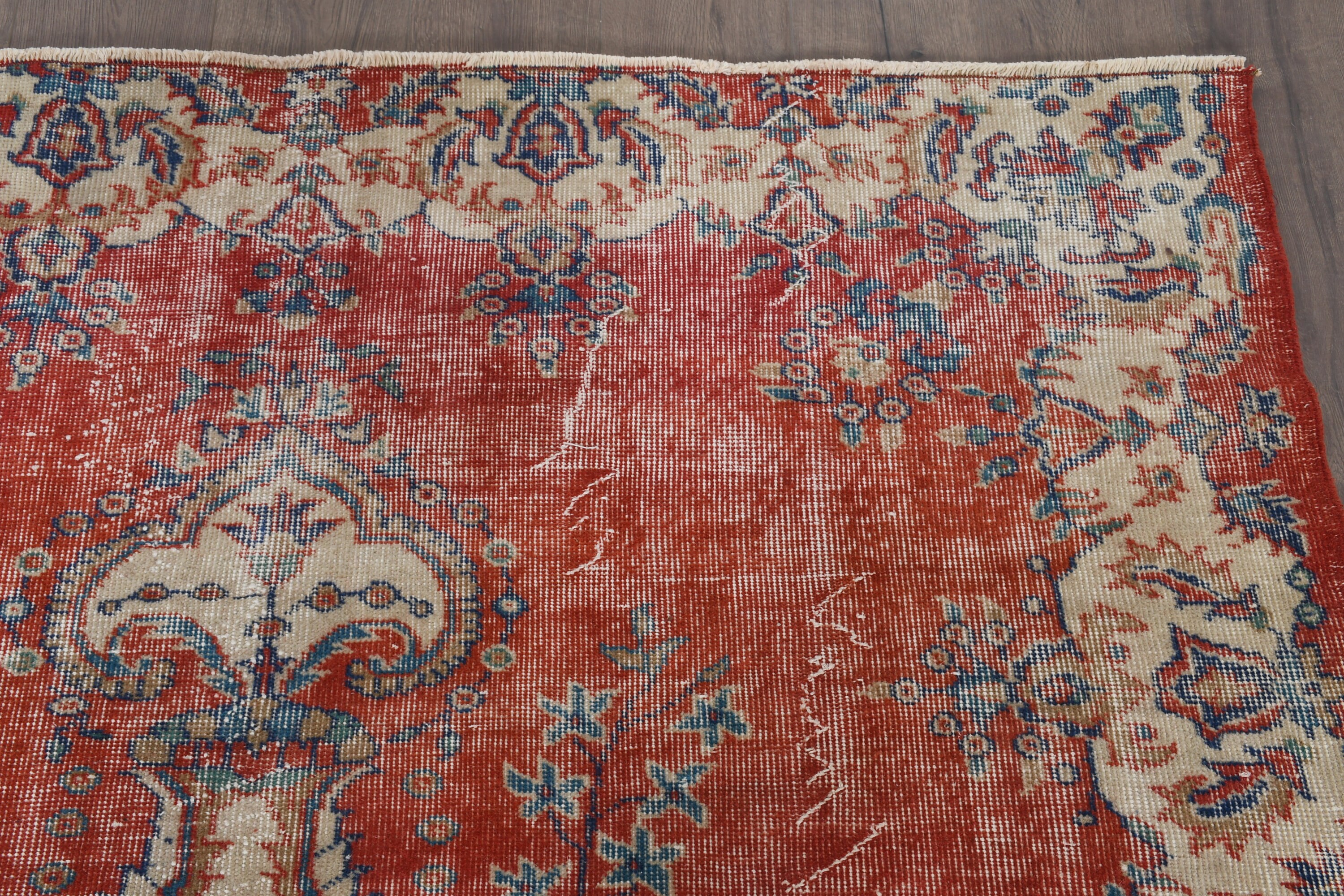 Vintage Rug Large Rugs Turkish Antique for Living Room 5.8x9.1 Ft Red ...