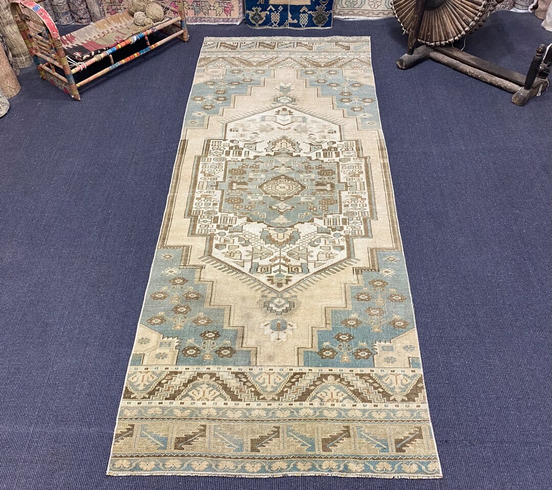 3x9 Turkish Runner Rug, Vintage Runner, Anatolian, Hand-made, Oushak ...