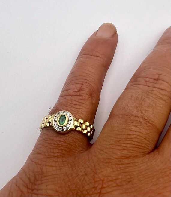 Chain Ring Vintage Emerald & Diamond 585.Gold 14K. Ha… - Gem