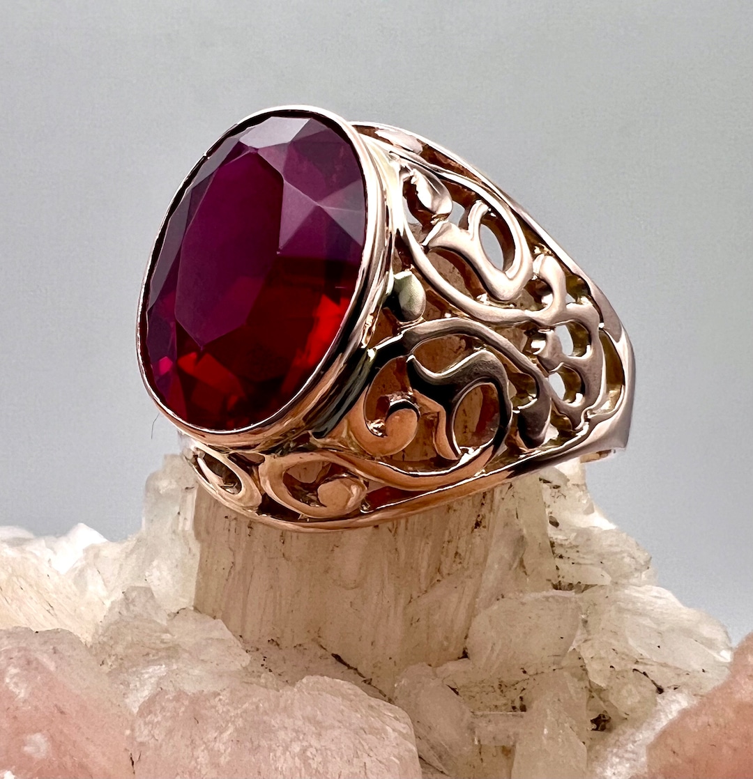 Original Russia Synthetic Ruby 6ct. Ring 583 Rose Gold Filigree ...