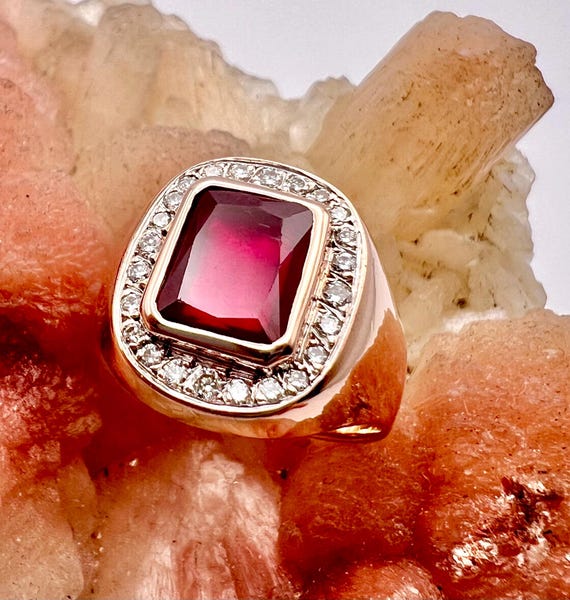 Perfect ruby & diamond ring 585 rose gold 14K. Handma… - Gem