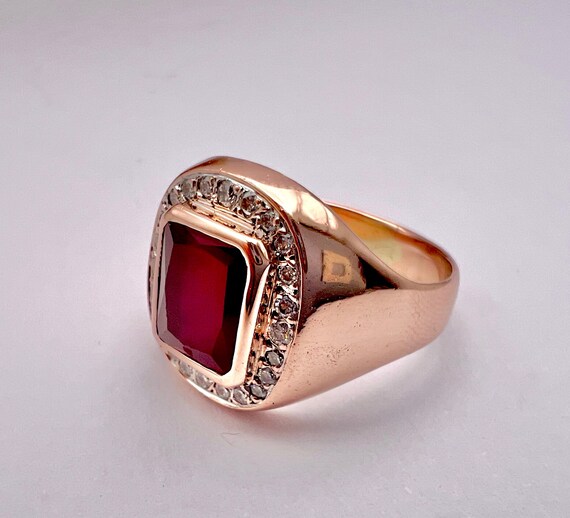 Perfect ruby & diamond ring 585 rose gold 14K. Handma… - Gem