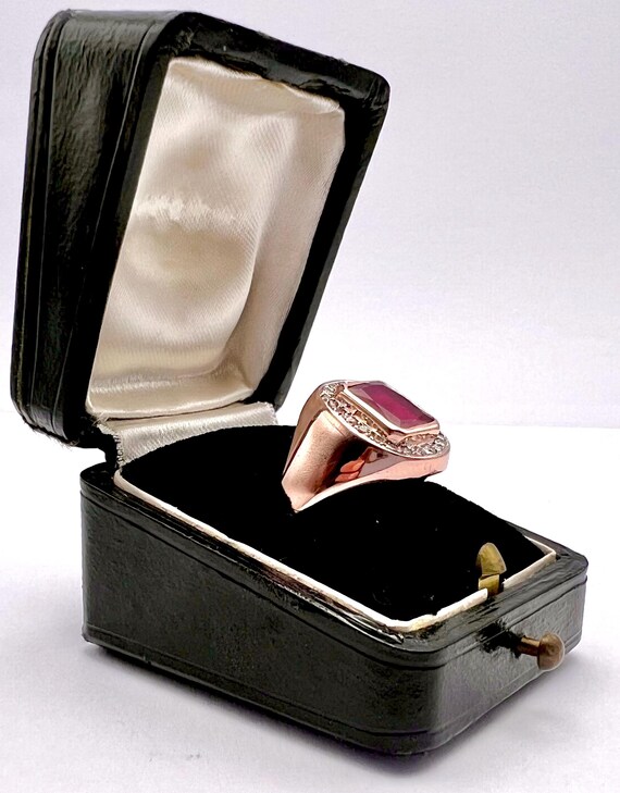 Perfect ruby & diamond ring 585 rose gold 14K. Handma… - Gem