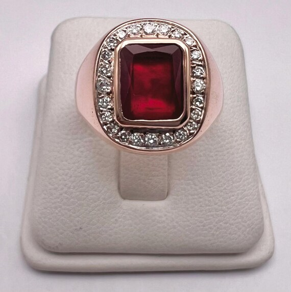 Perfect ruby & diamond ring 585 rose gold 14K. Handma… - Gem