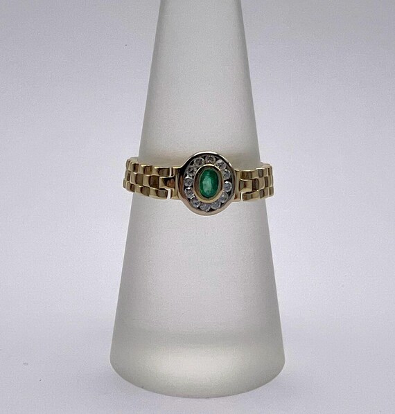 Chain Ring Vintage Emerald & Diamond 585.Gold 14K. Ha… - Gem