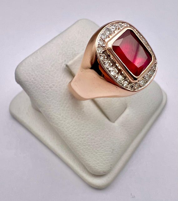 Perfect ruby & diamond ring 585 rose gold 14K. Handma… - Gem