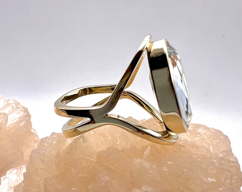 Aquamarin Designer Cocktail Ring 585.Gelbgold 14.K - Etsy.de