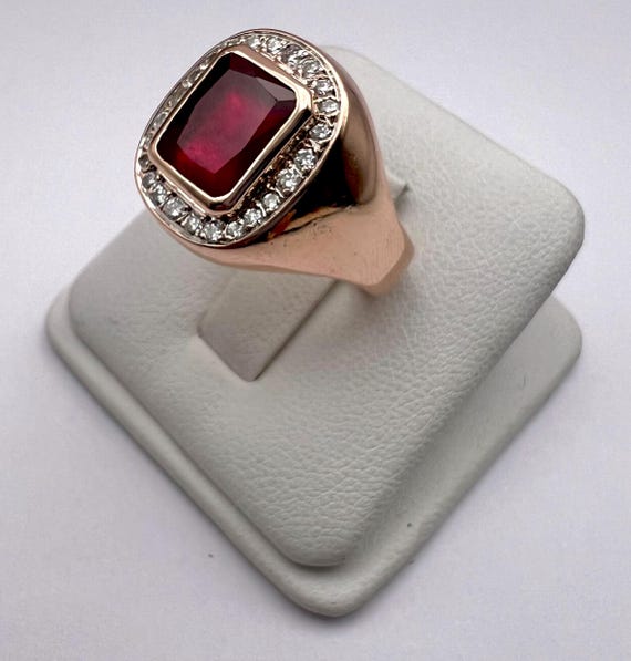 Perfect ruby & diamond ring 585 rose gold 14K. Handma… - Gem