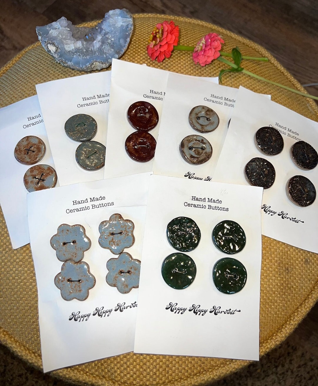 Handmade Round Ceramic Buttons - Pack of Four- Multiple Color Options - Etsy