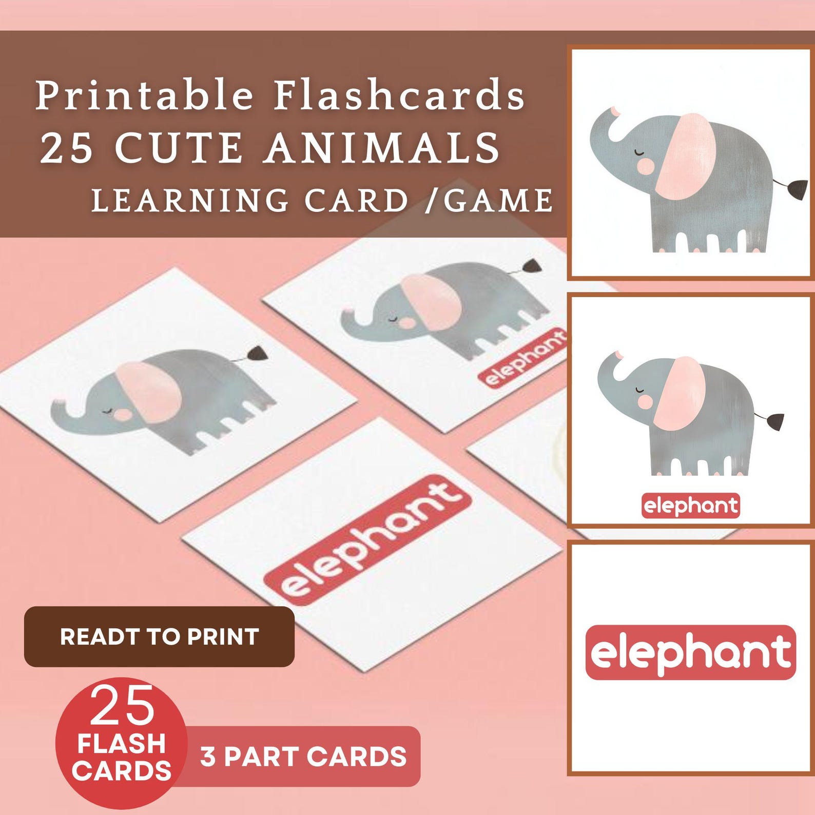 25 Cute Animal Mix and Match Cards - Educational Flashcards Designed ...