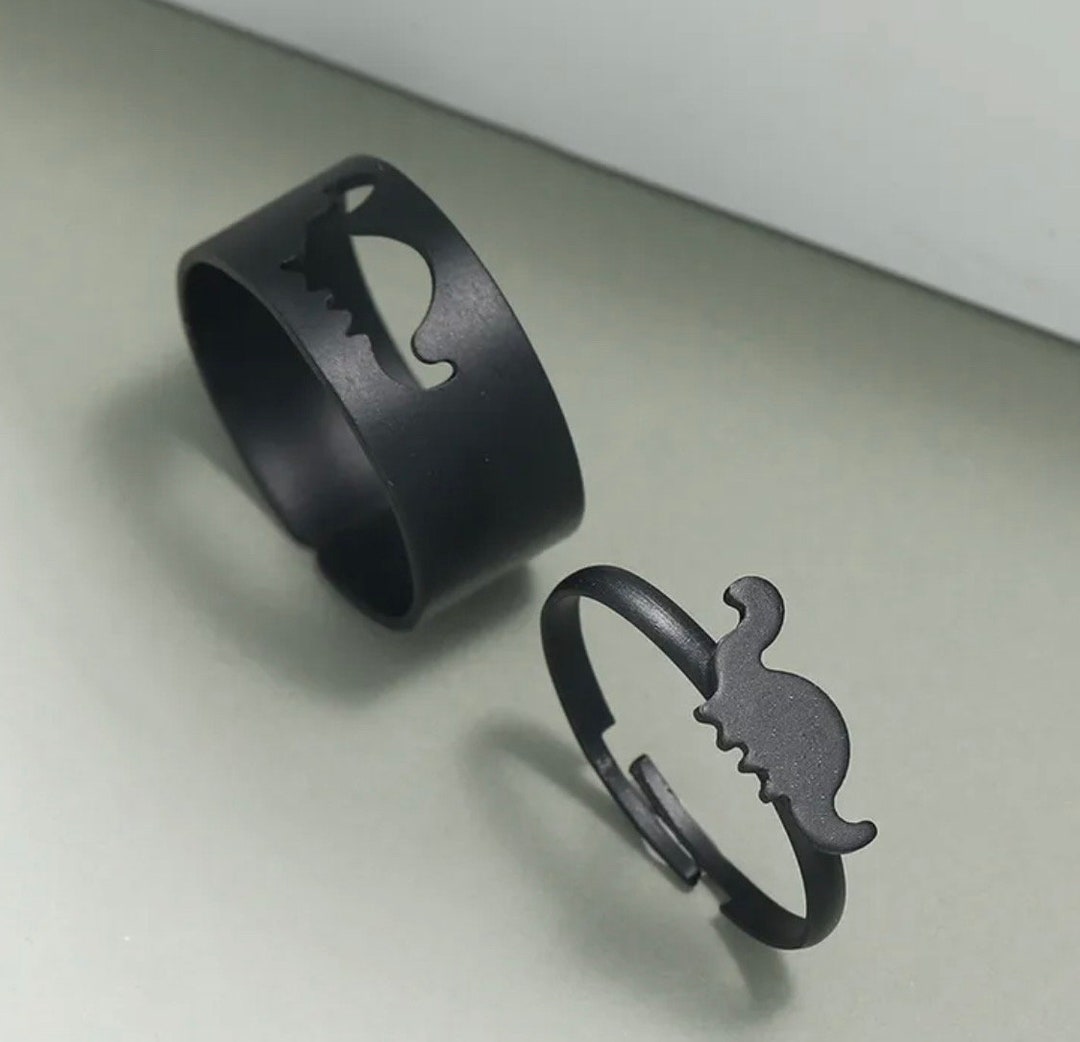 2 Adjustable Black Silver Dinosaur Rings Silver Dino Ring - Etsy UK