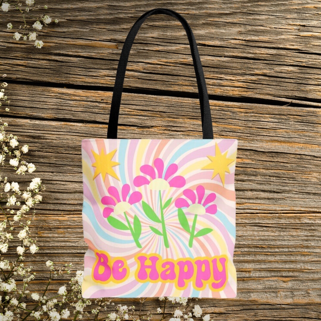 Be Happy Motivational Tote Bag, Purse, Laptop Bag - Etsy