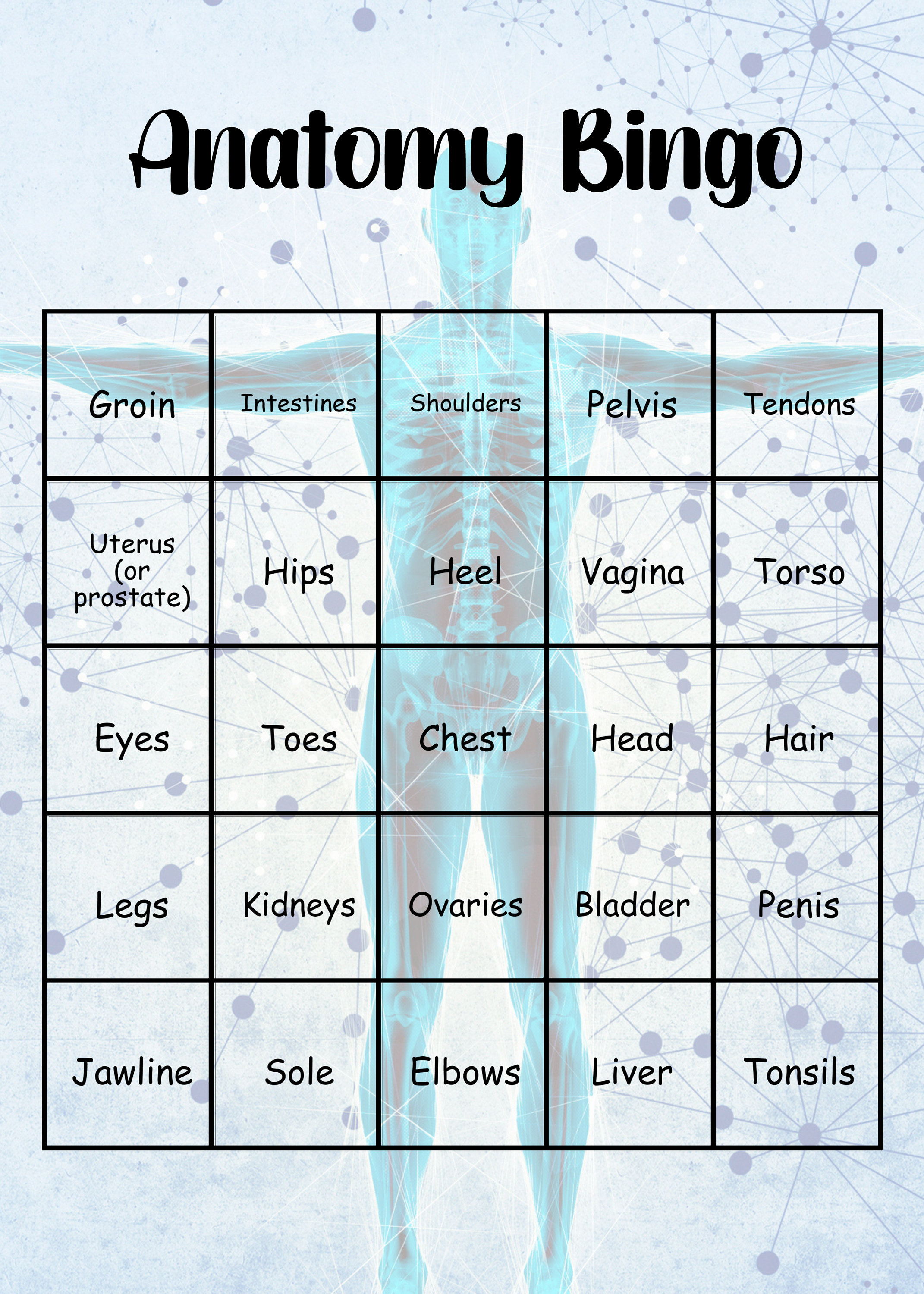 Anatomy Bingo Printables Great for All Science Lovers - Etsy