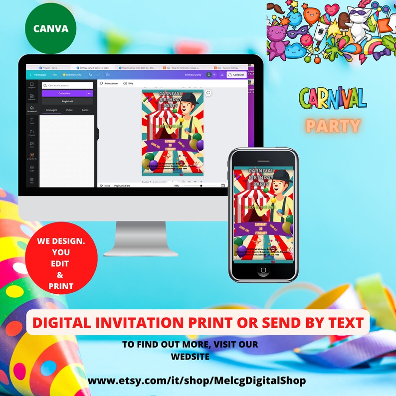 Editable Circus Birthday, Invitation Party Animals, Circus Invitation ...