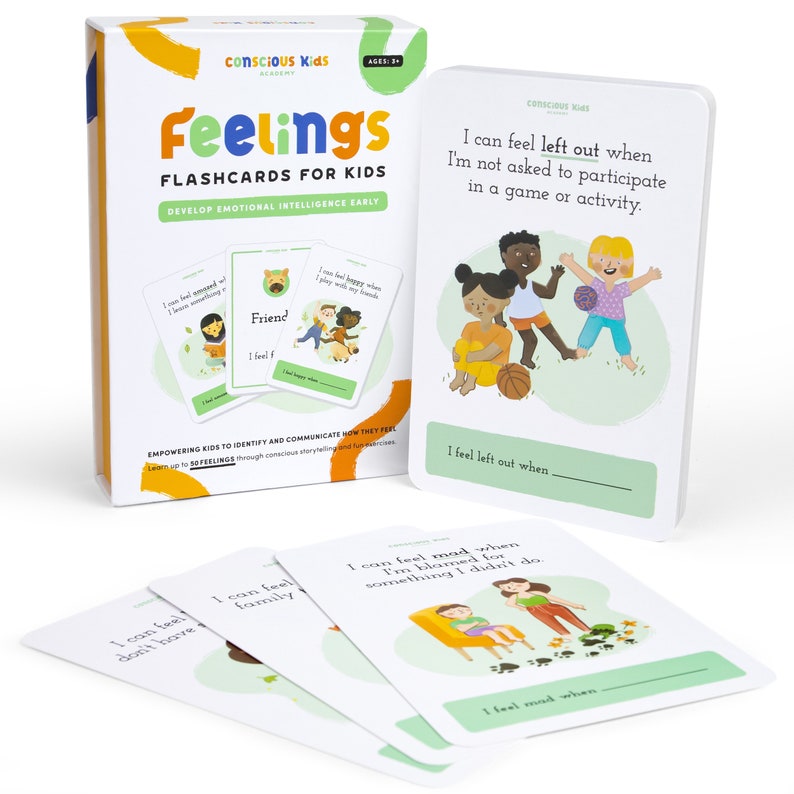 Feelings Flashcards for Ages 3+, Montessori Emotions Flashcards ...