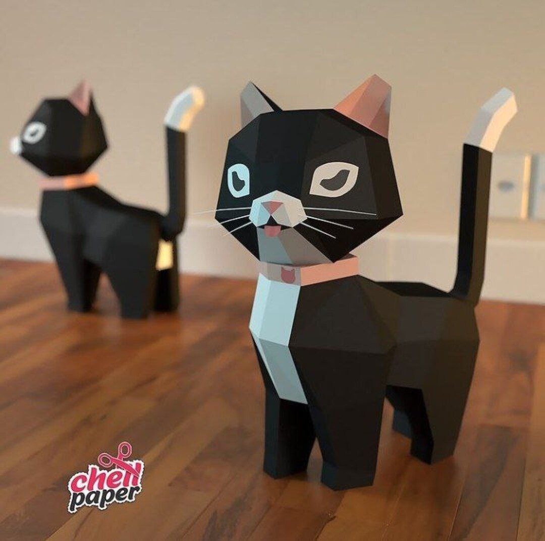 Papercraft Cat V3diy Papercraft 3D Room Decor Low Poly - Etsy Hong Kong