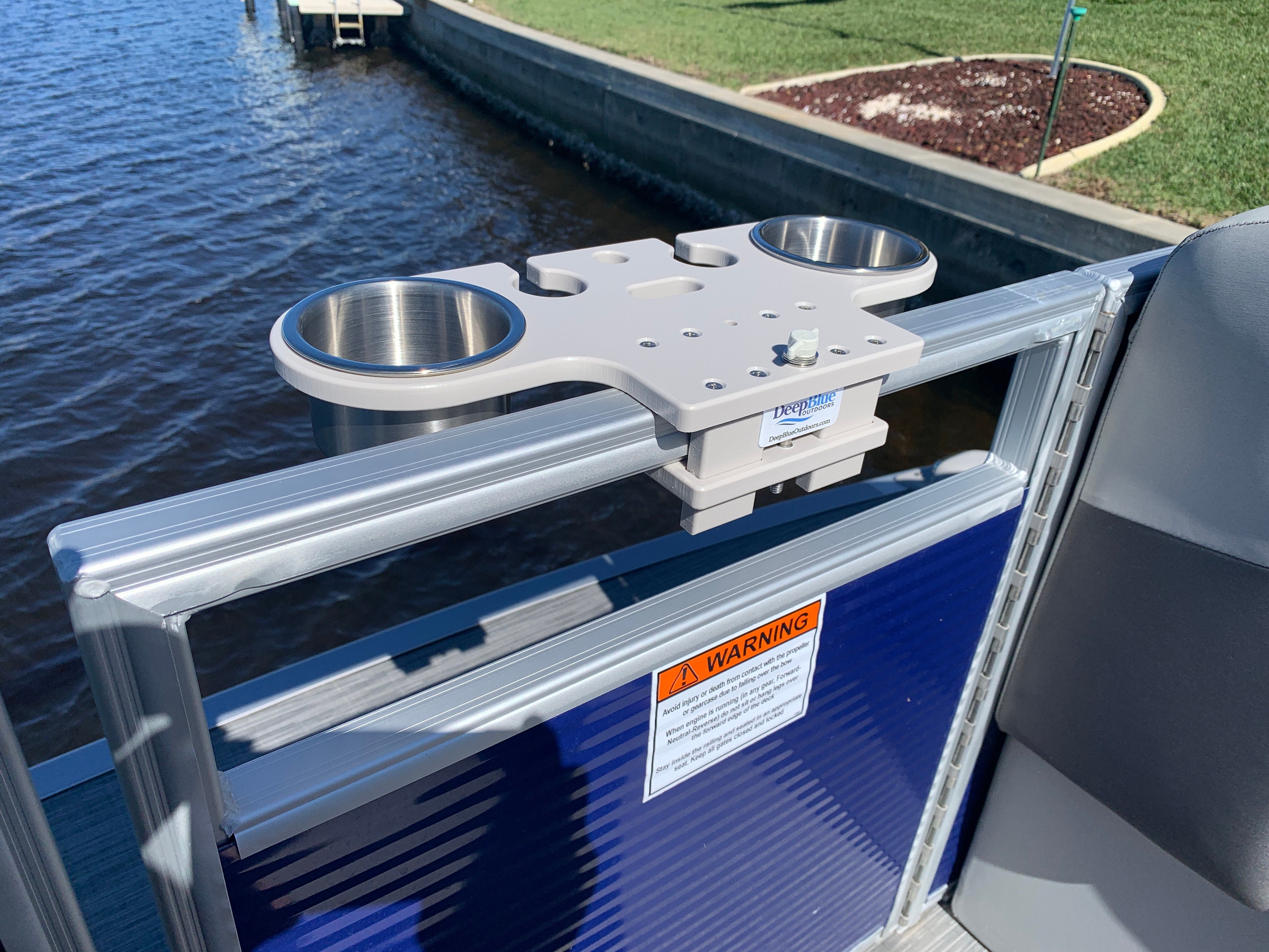 Pontoon Rail Double Cup and Wine Glass Holder: Fits 1-1/8" to 2" Rails ...
