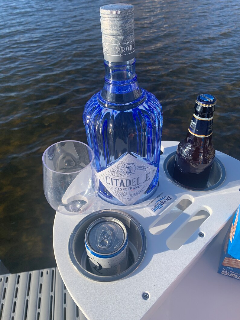 Boat and Pontoon Table: With Drink, Wine Glass and Phone Holder Storage ...