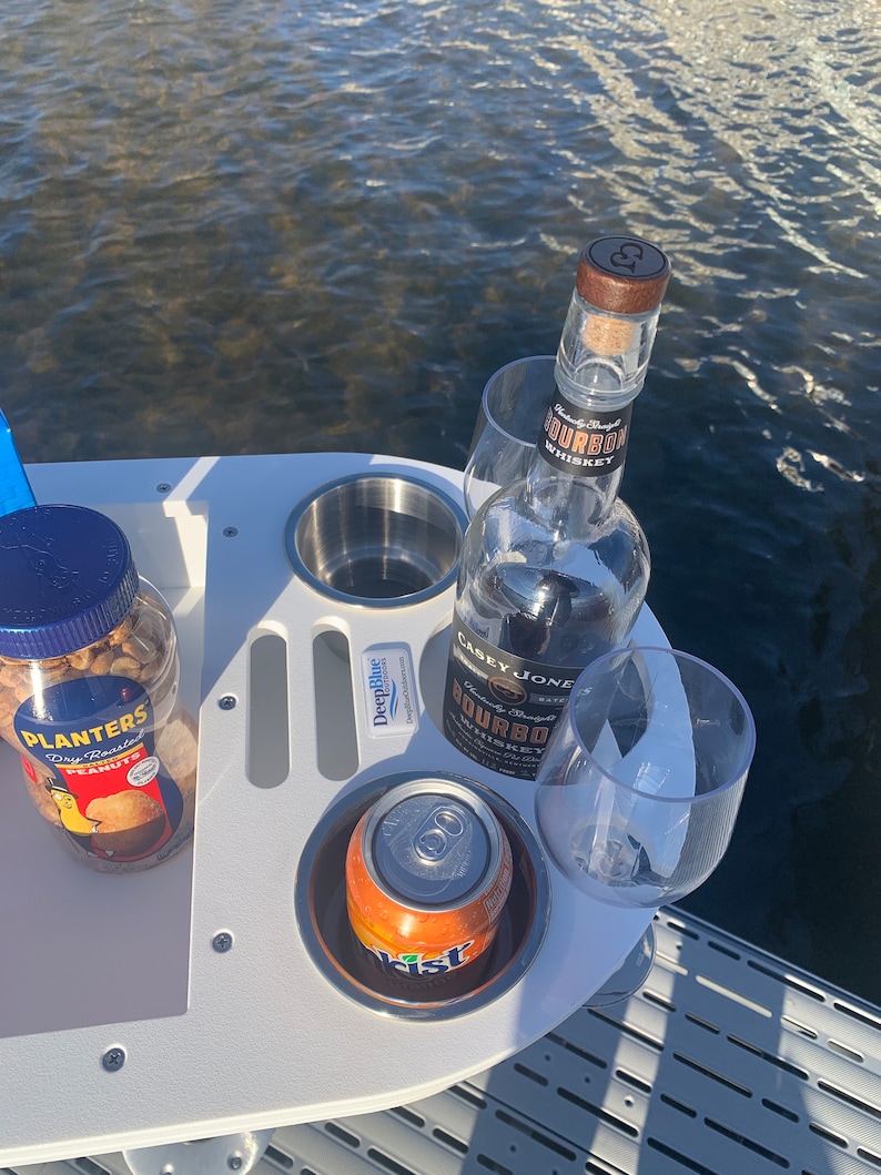 Boat and Pontoon Table: With Drink, Wine Glass and Phone Holder Storage ...