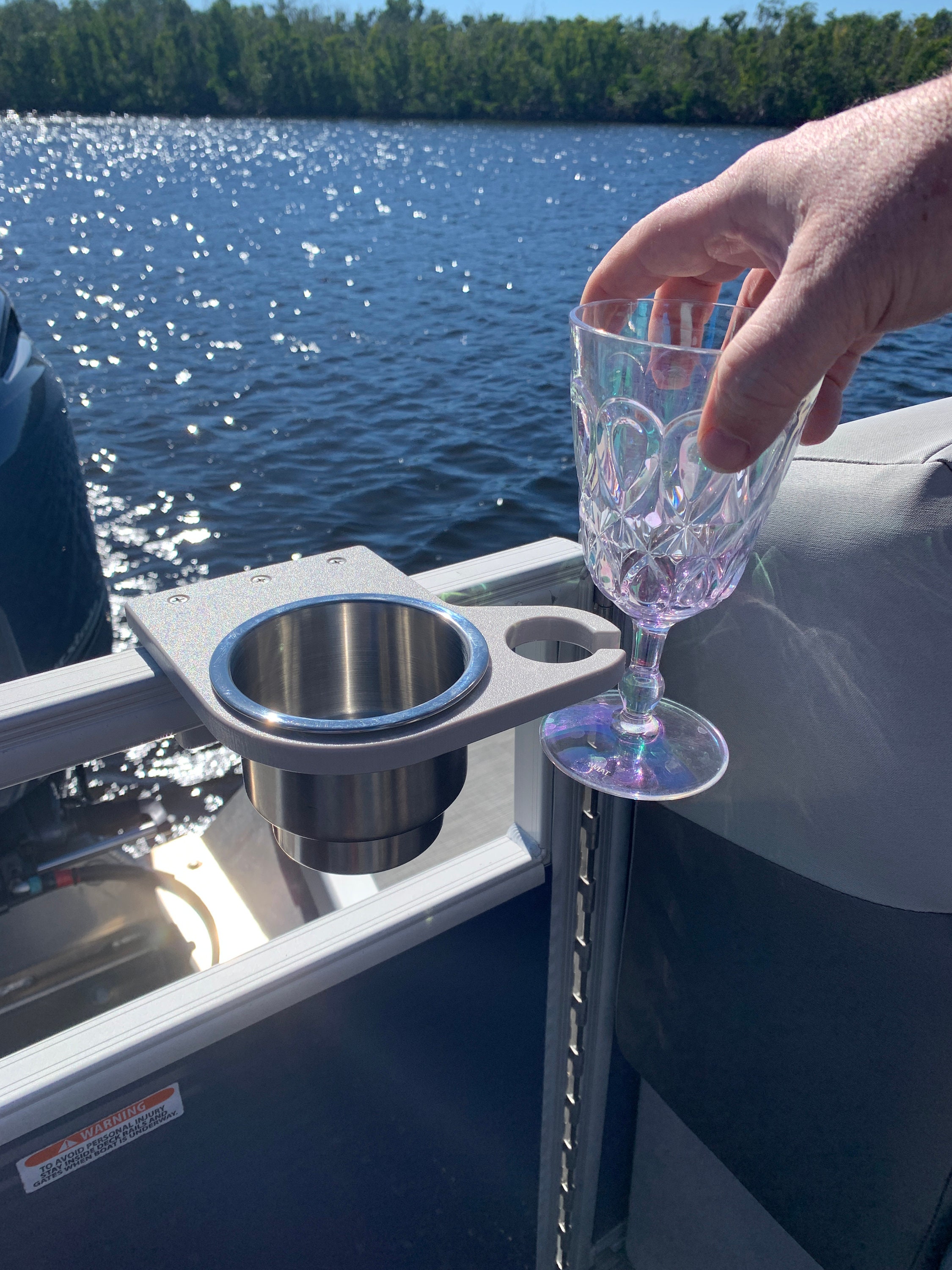 Pontoon Rail Cup and Wine Glass Holder 1-1/8 or 1-1/4 Square Rail - Etsy
