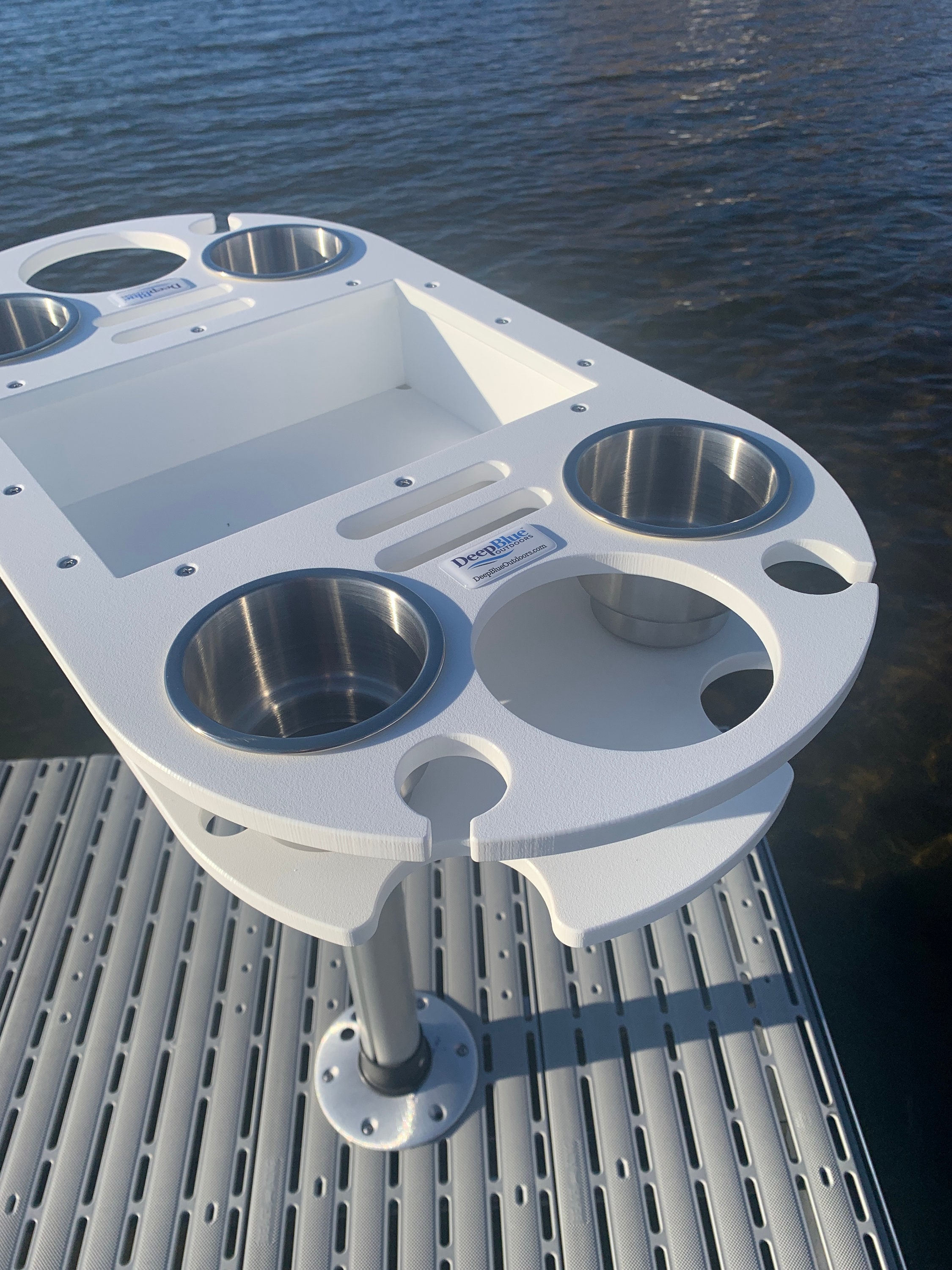 Boat and Pontoon Table: With Drink, Wine Glass and Phone Holder Storage ...