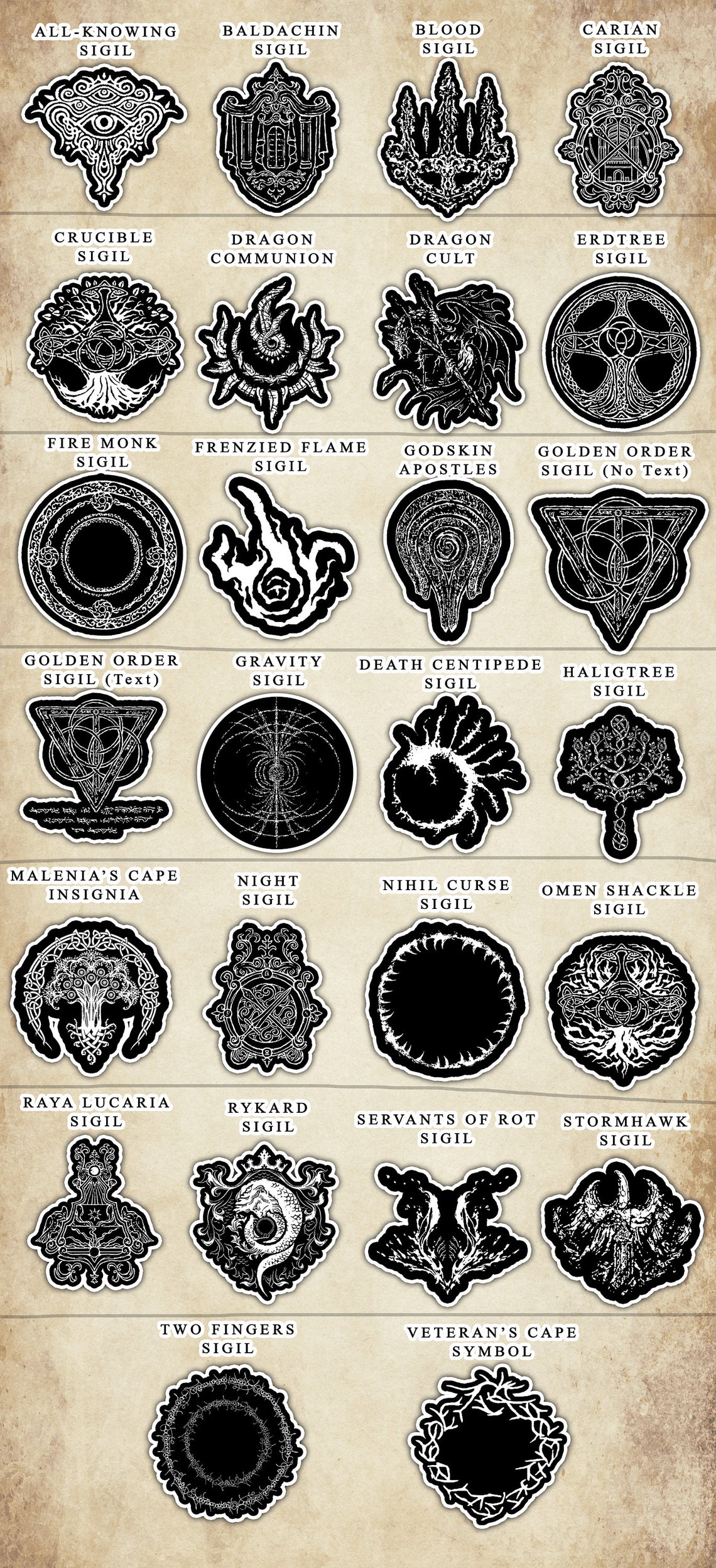 Elden Ring Stickers Symbol Stickers Sigil Sticker 26 Options - Etsy