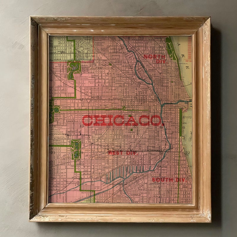 Chicago Vintage Map - Etsy
