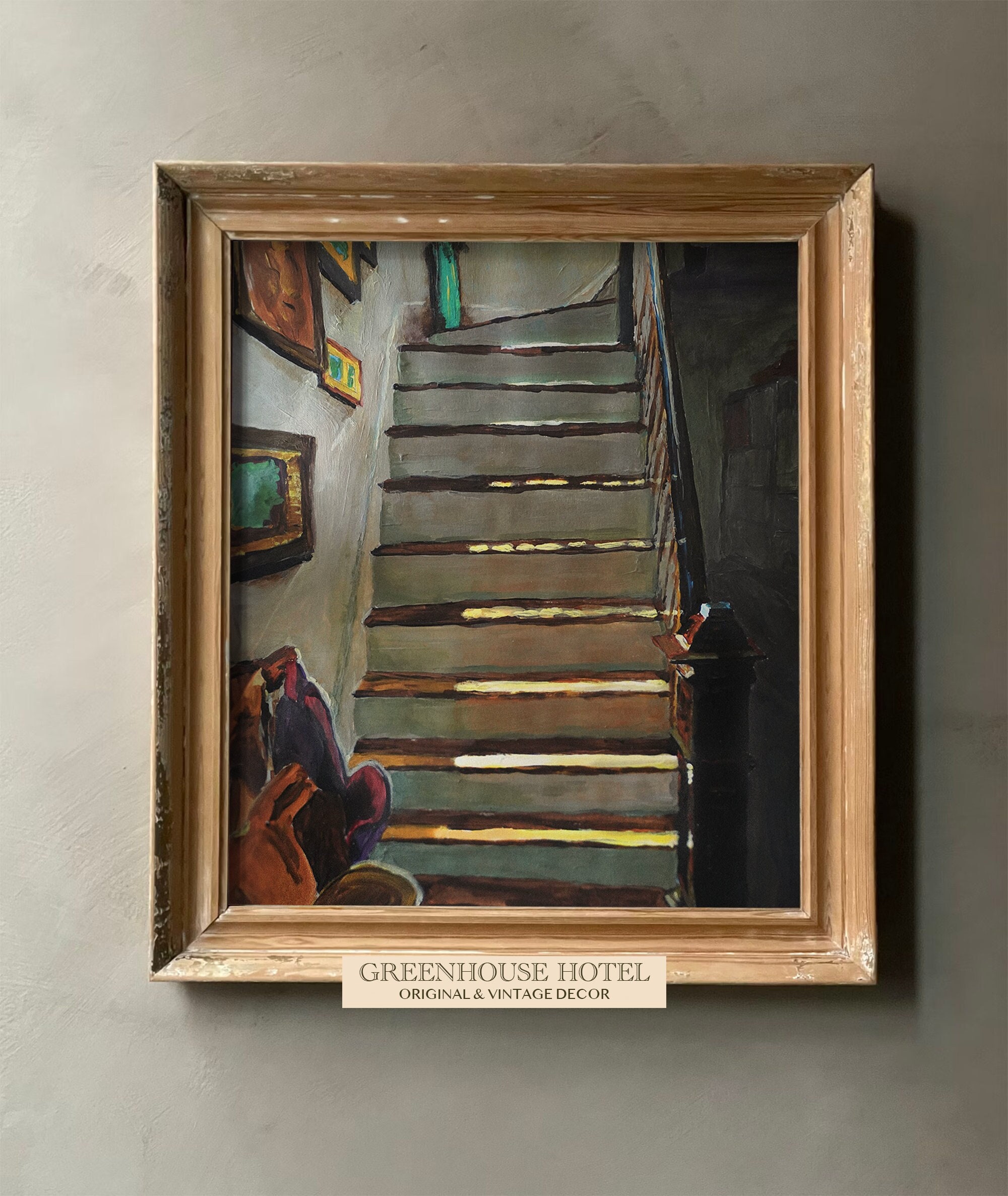 Staircase Painting Art Print Interior Stairwell Still Life Painting ...