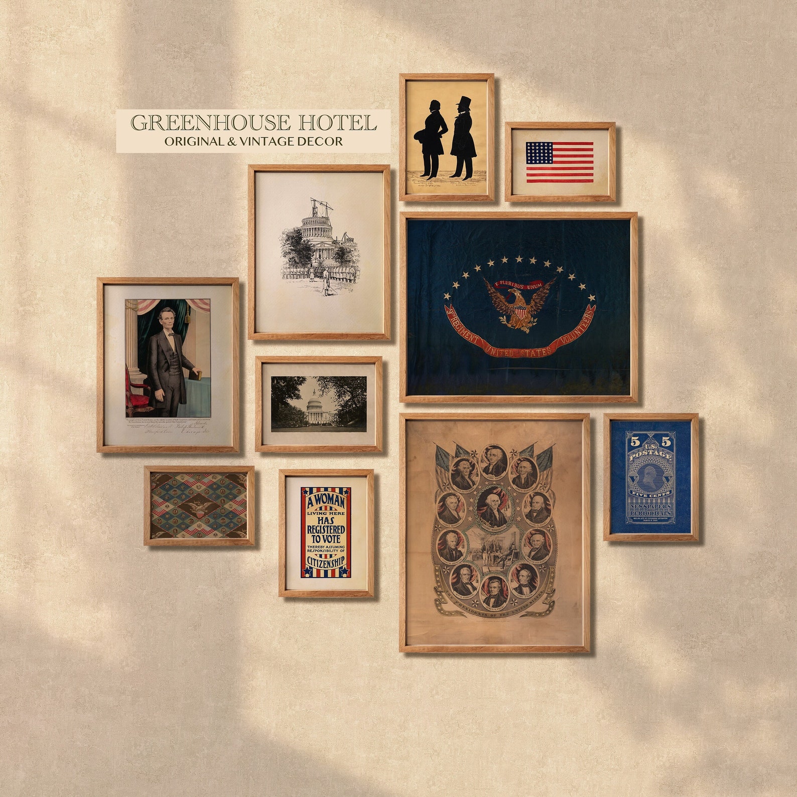 Vintage Americana Art Prints: US History Gallery Wall Set (digital ...