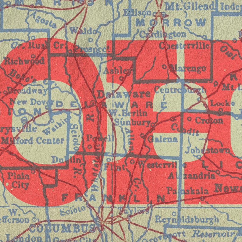 Vintage Ohio Map Print: Antique Wall Art - Etsy