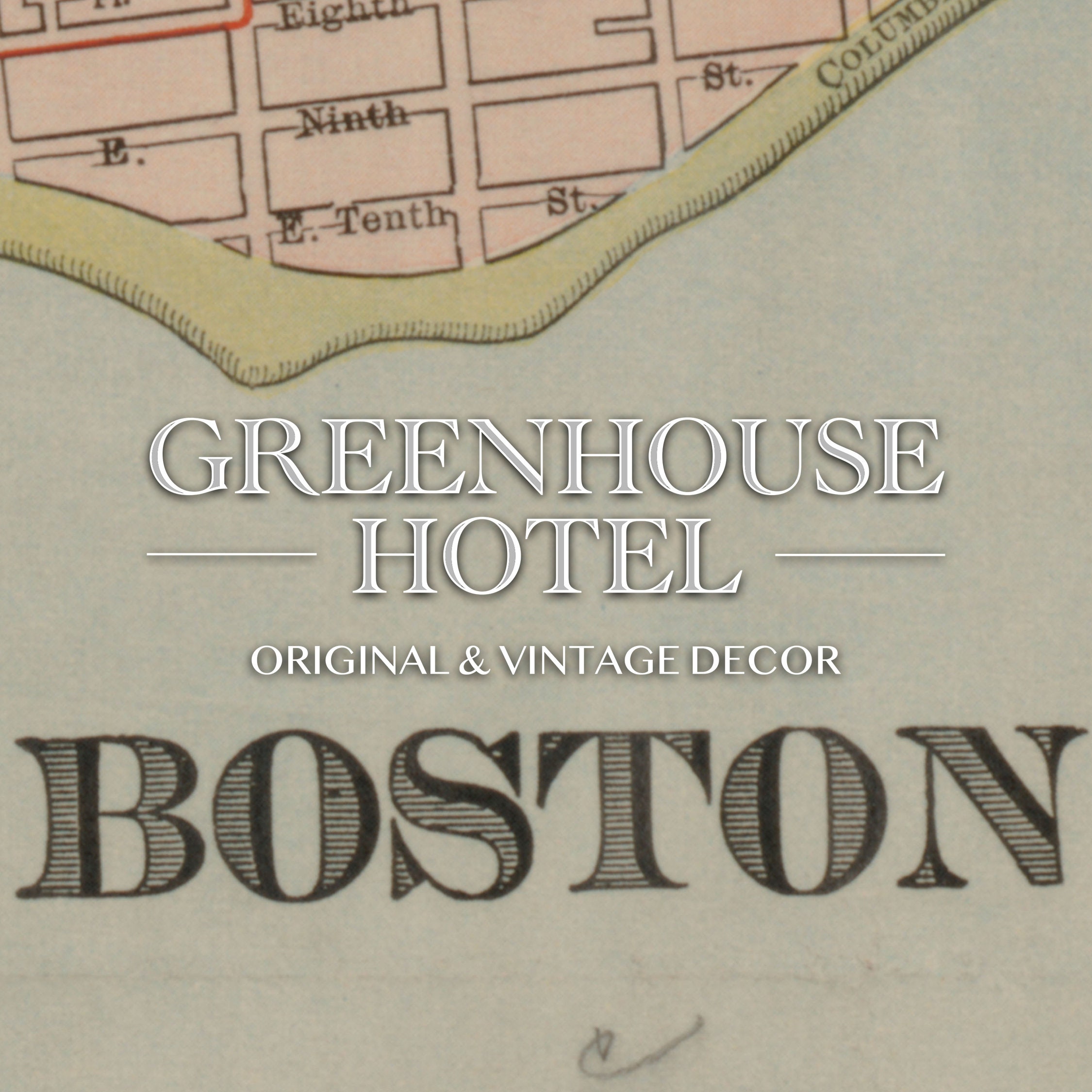 Vintage Boston Map Art Printable Poster Print Antique 1900s Map Drawing ...