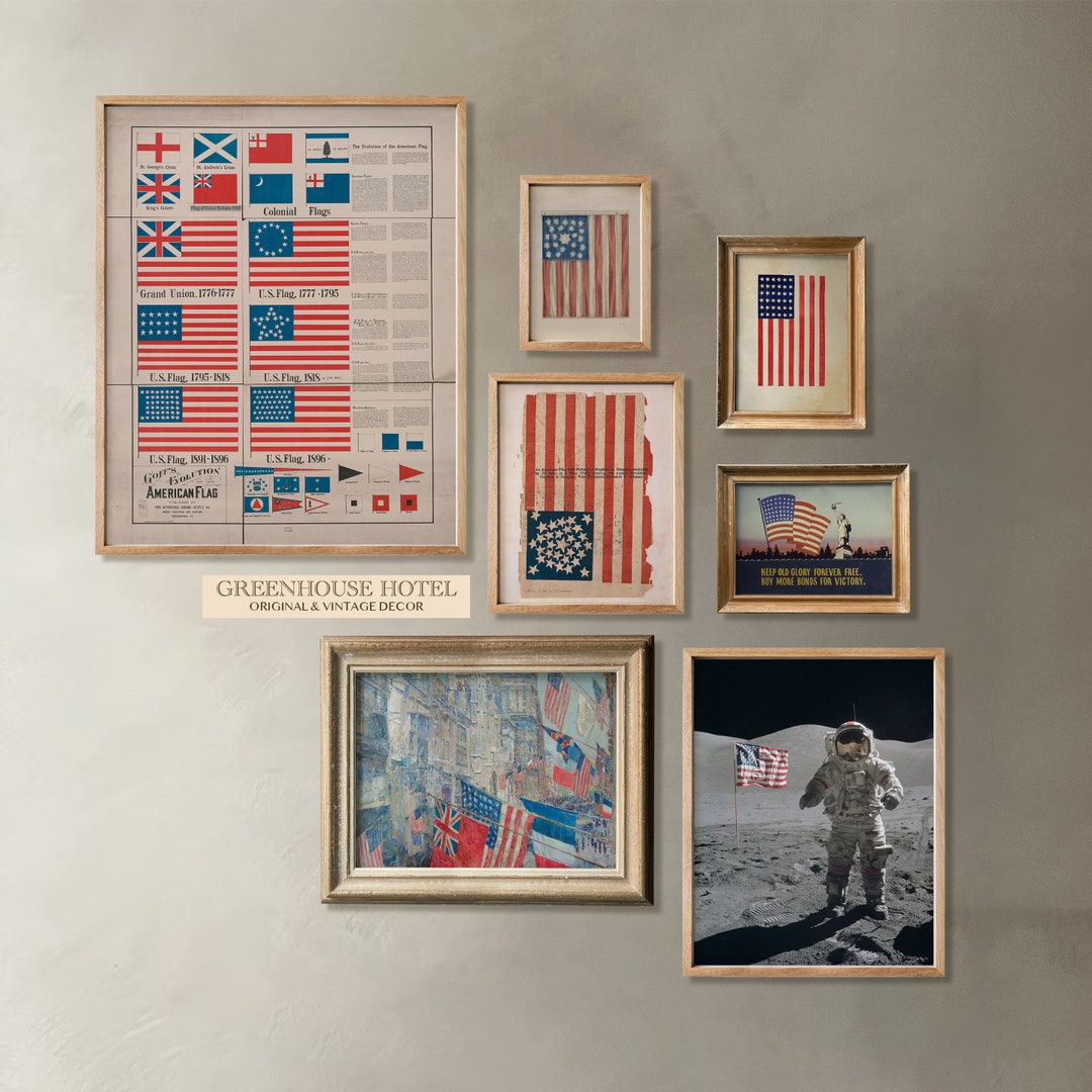 American Flag Designs PRINTABLE Antique Americana Art Gallery Wall Art ...