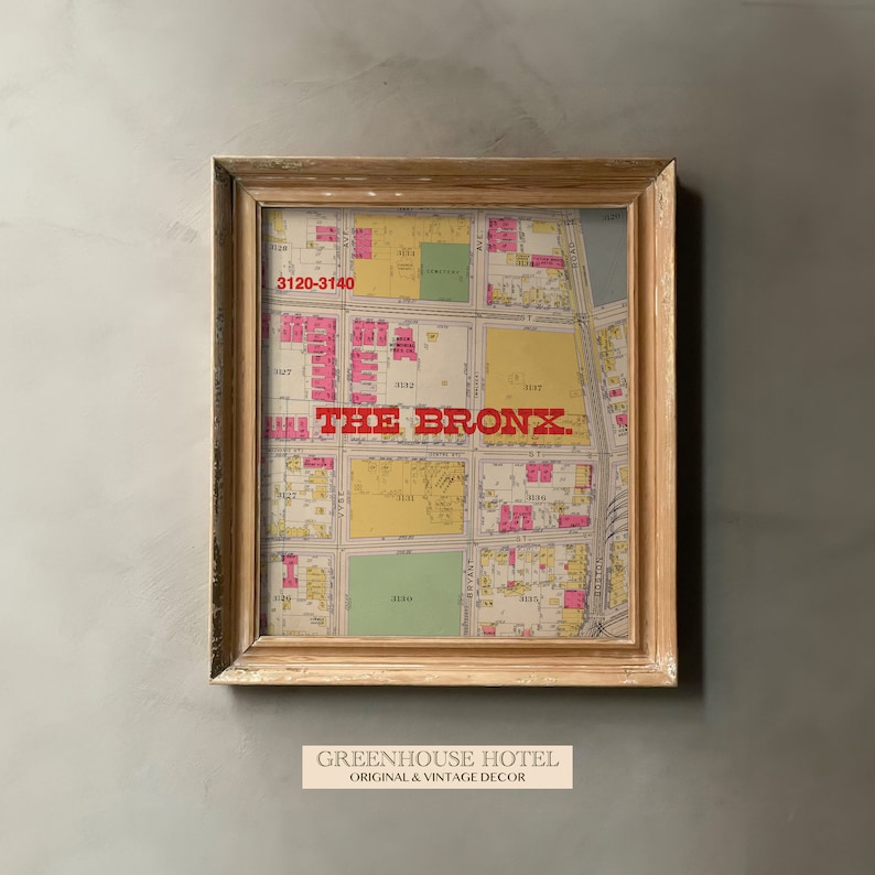 Vintage Bronx NYC Map Print: Antique Americana Wall Art (downloadable ...