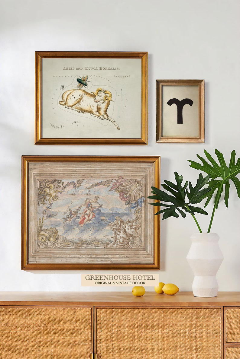 Vintage Aries Gallery Wall Prints Antique Zodiac Art PRINTABLE Set of 5 ...