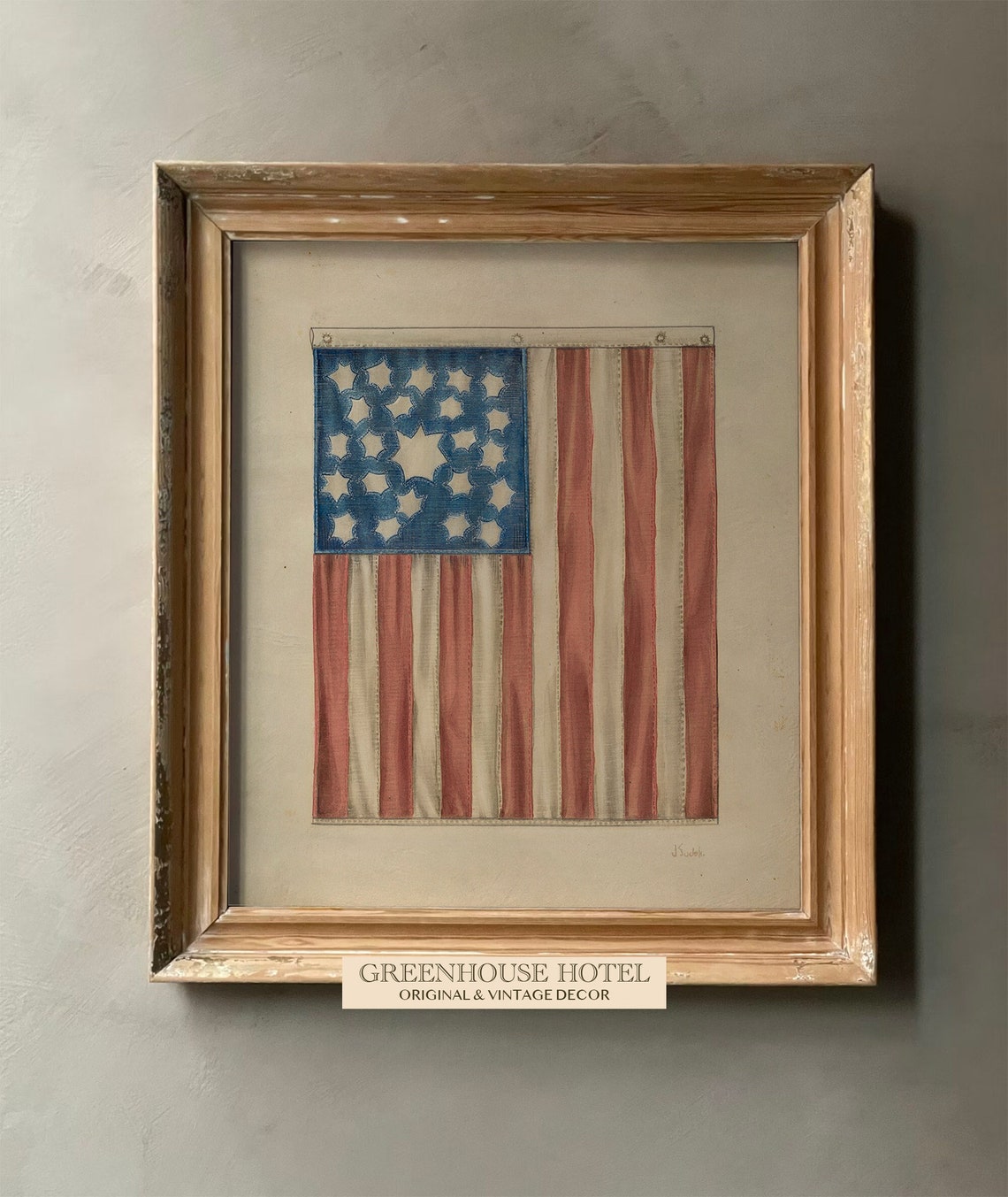 Antique American Flag Design Printable Vintage Americana Patriotic Wall ...