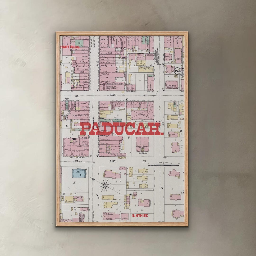 Vintage Paducah KY Map Print: Historical Kentucky Wall Art - Etsy
