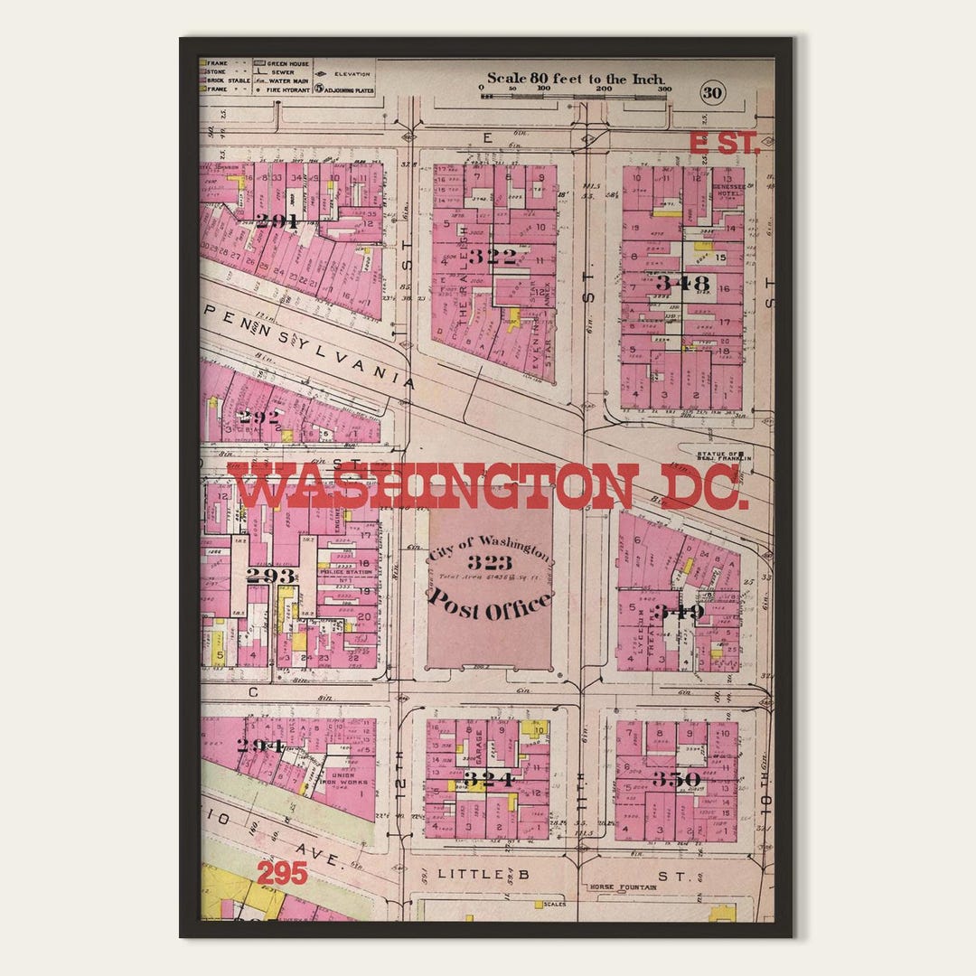 Vintage Washington DC Map Print: Antique Americana Decor (downloadable ...
