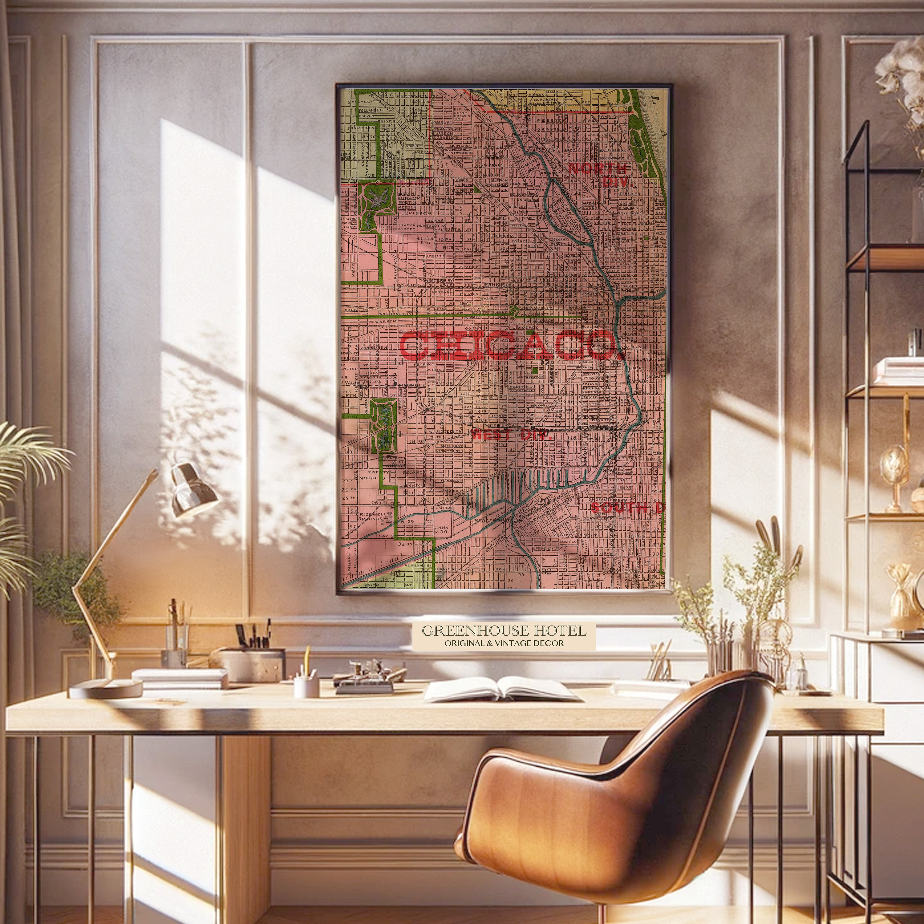 Vintage Chicago Map Print: Antique Americana Art Decor - Etsy