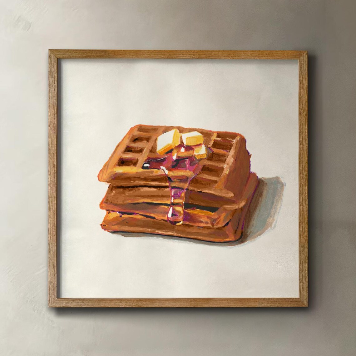 Waffles With Maple Syrup Painting | Original Fine Art Print Breakfast ...