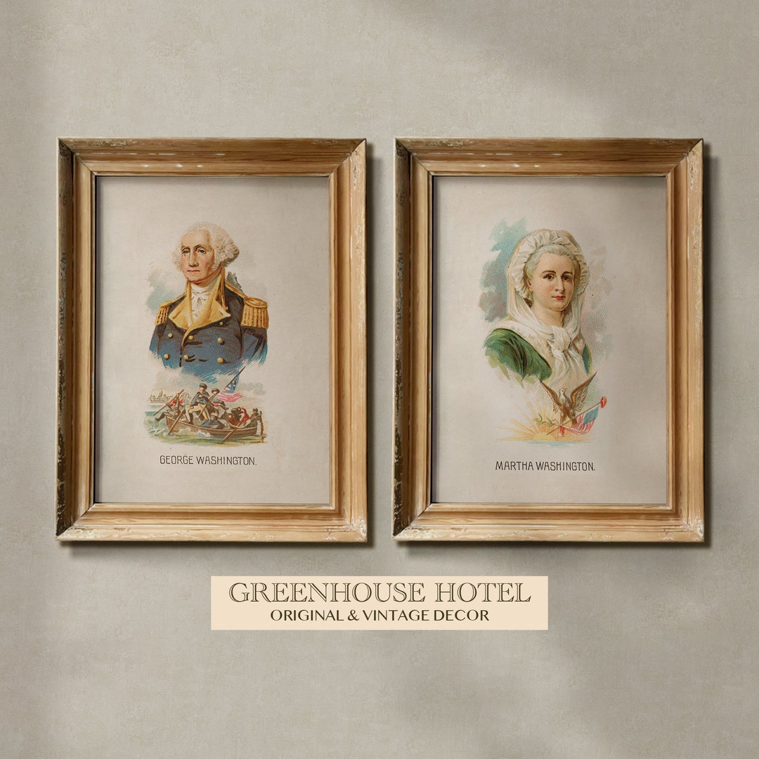 Vintage George & Martha Washington Prints: Americana Portrait Set ...