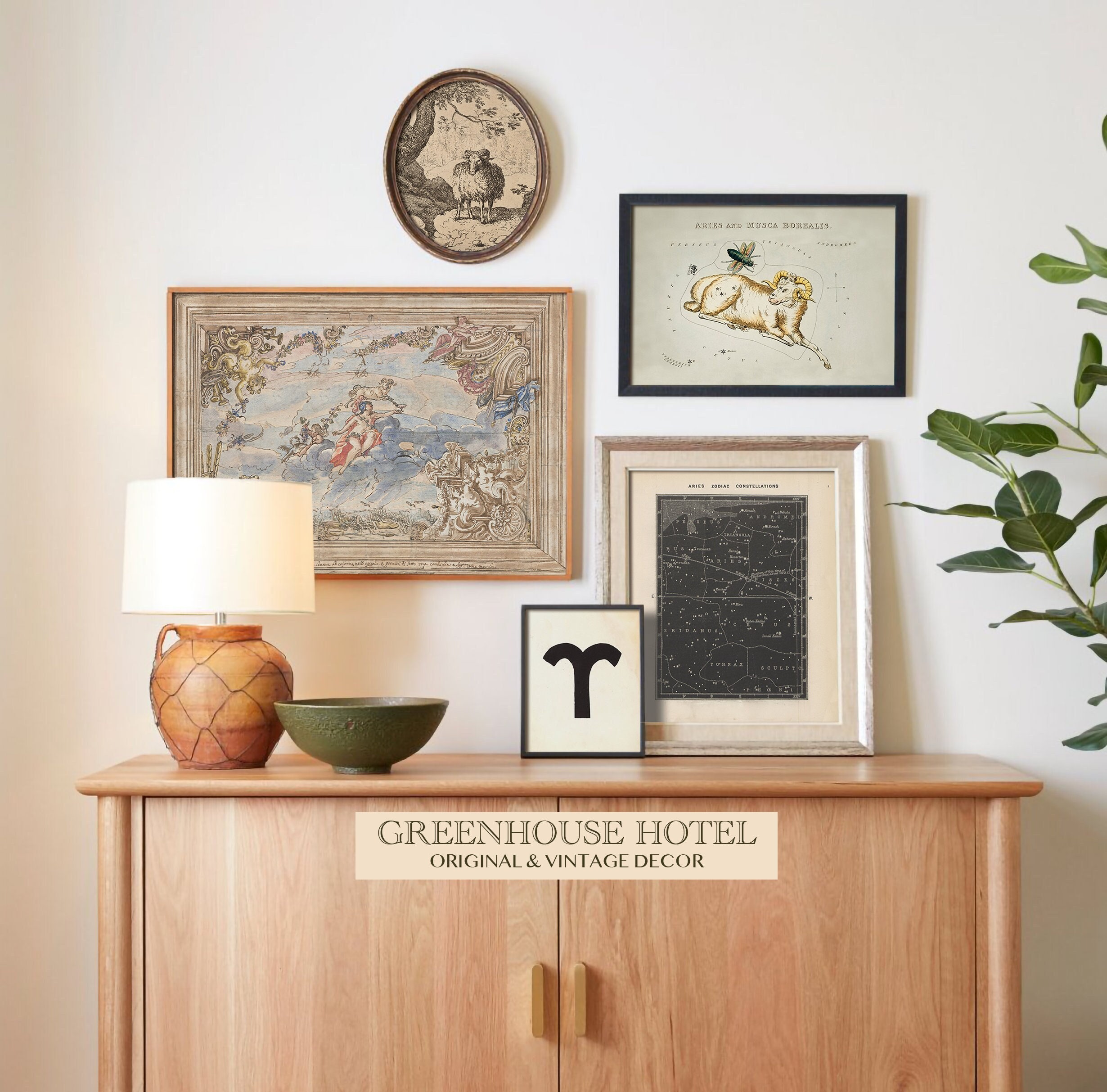 Vintage Aries Gallery Wall Prints Antique Zodiac Art PRINTABLE Set of 5 ...