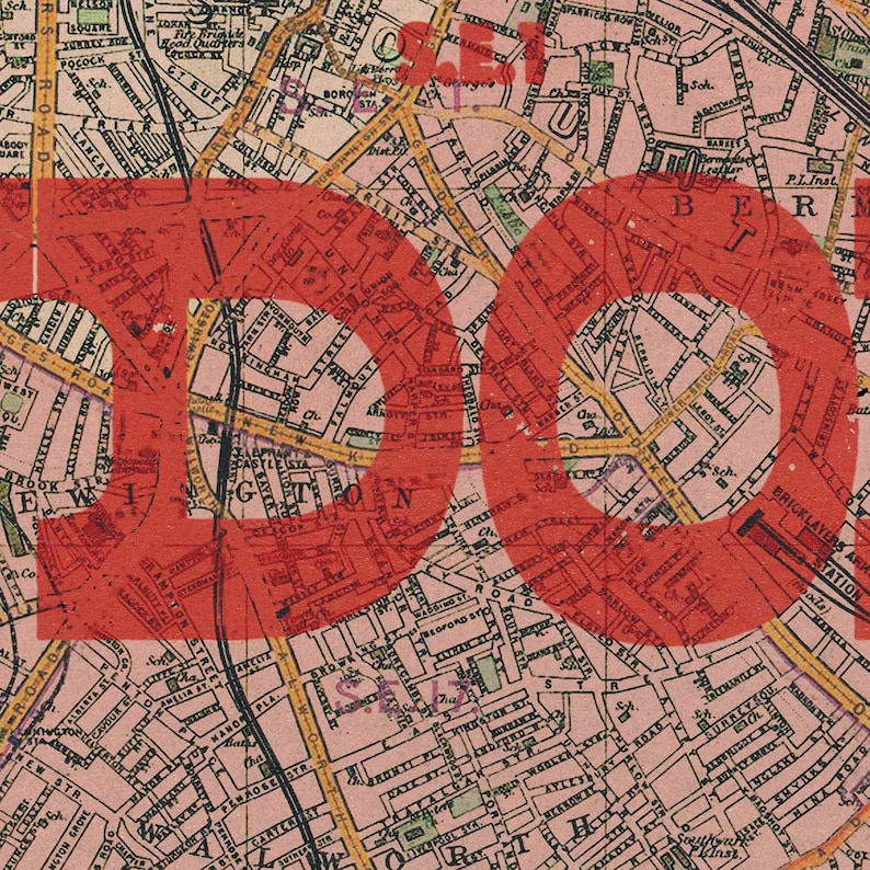 Vintage London Map Print With Thames River: Antique English Wall Art - Etsy