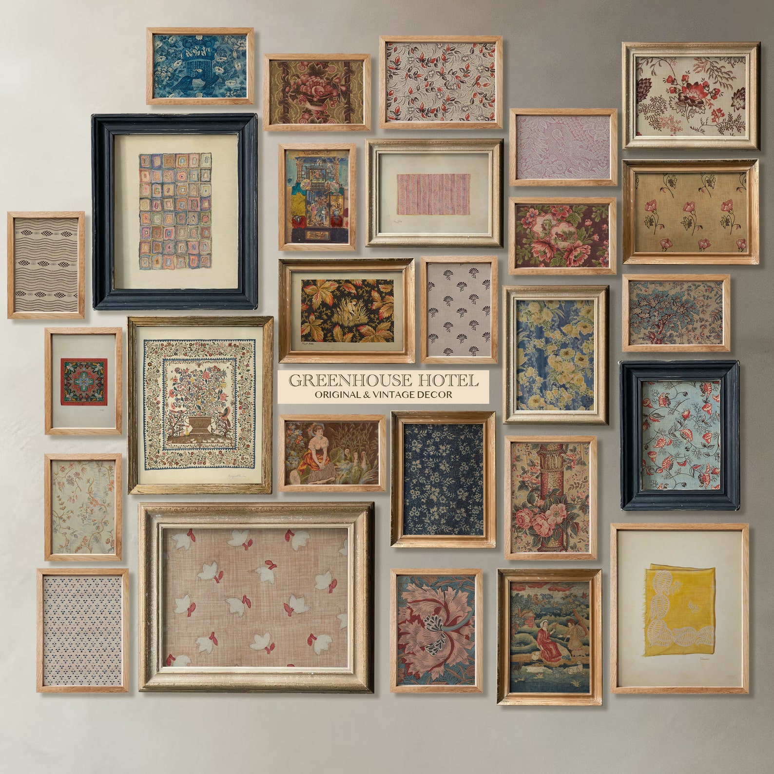 Vintage Textile Wall Art Printable Americana Wall Art Vintage Fabric ...