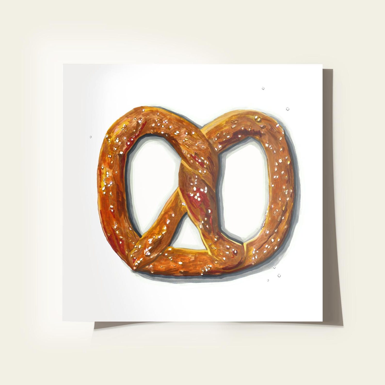 Salted Pretzel Art Print: Original Food Painting Poster - Etsy