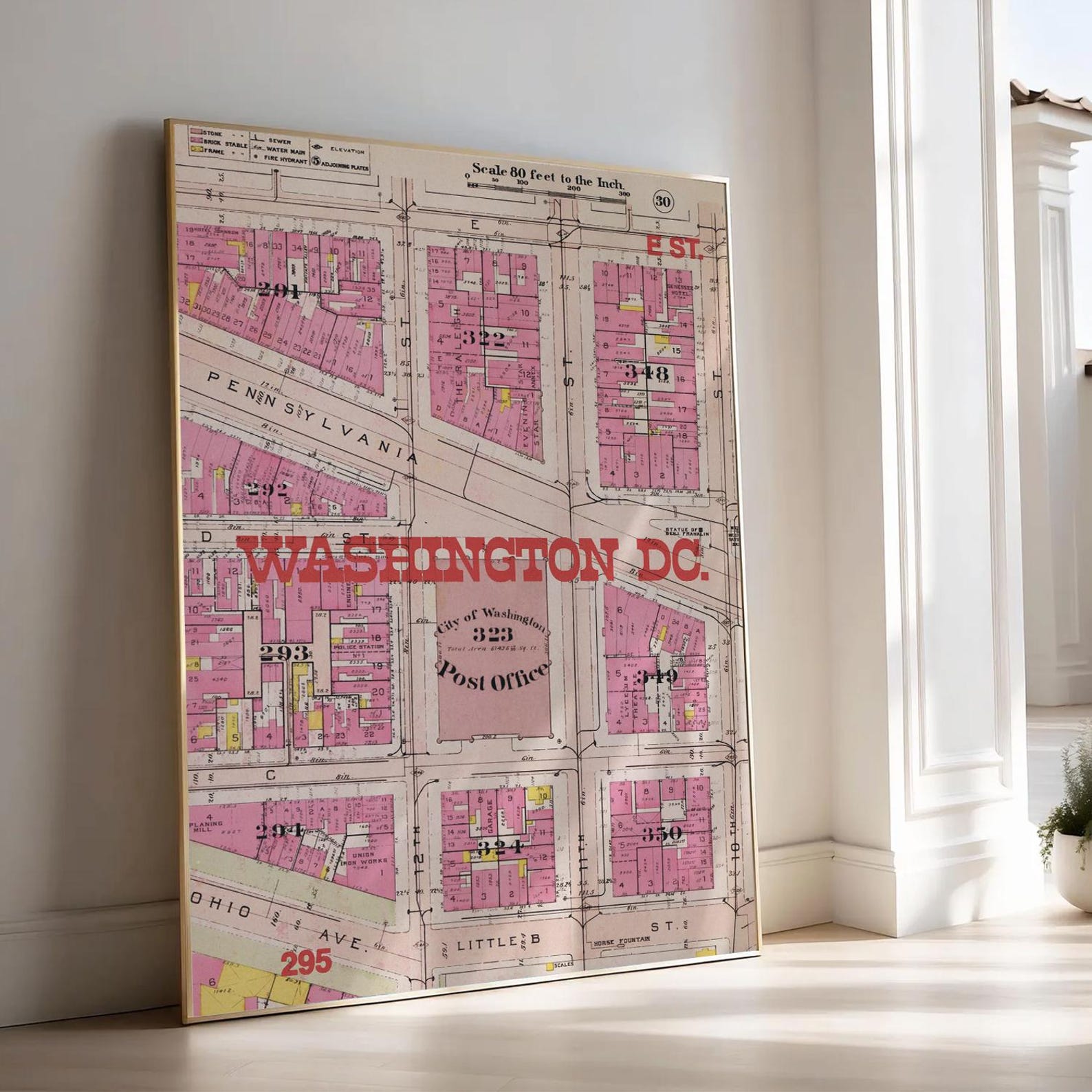 Vintage Washington DC Map Print: Retro US Capitol Art - Etsy