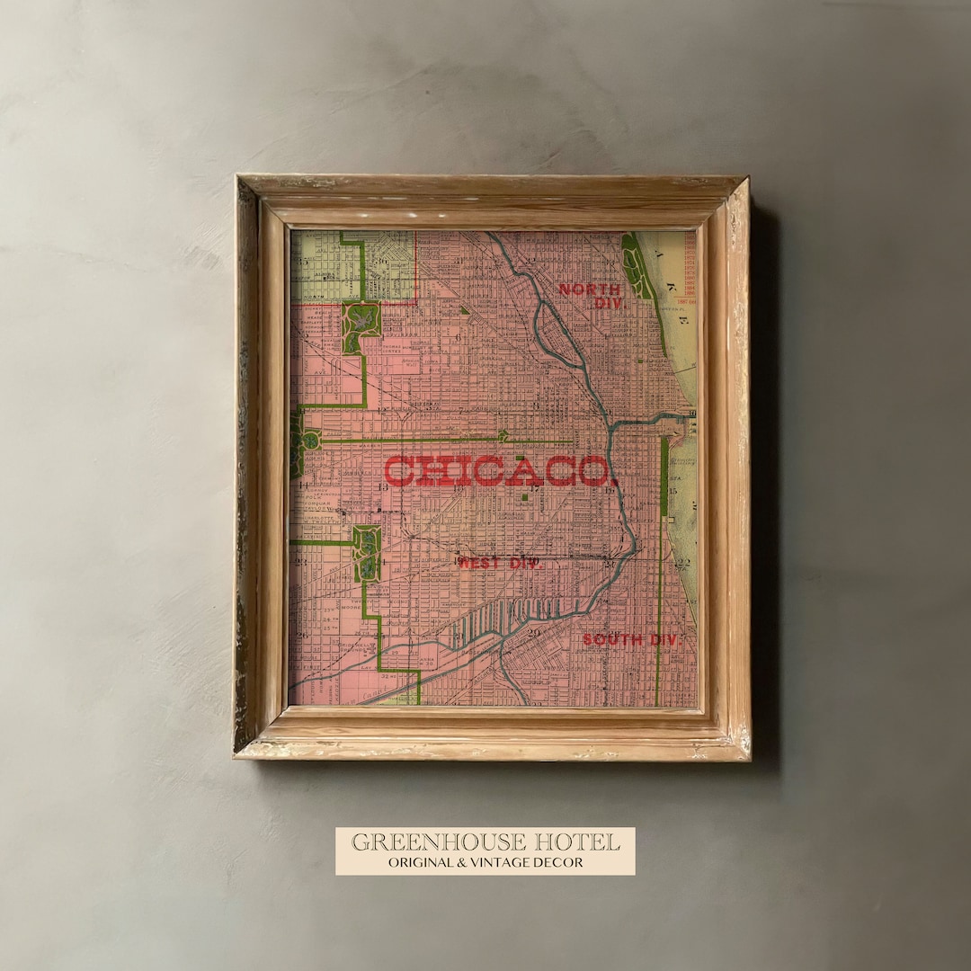 Vintage Chicago Map Print: Antique Americana Art Decor - Etsy